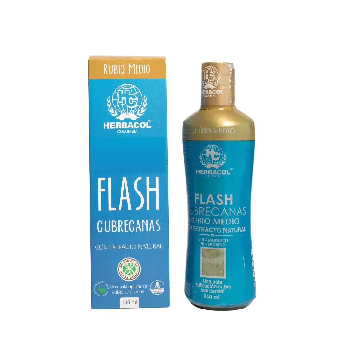 FLASH CUBRECANAS RUBIO MEDIO | Tintura sin Amoniaco Cubre Canas – HERBACOL